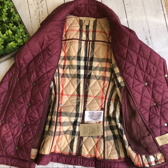 Burberry | Jackets & Coats | Burberry Quilted Zip Peacoat In Raspberry ...